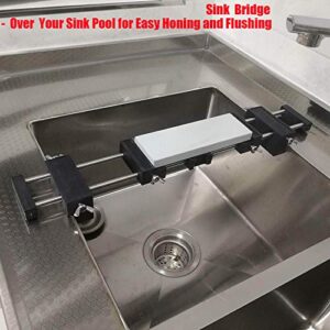 SCOTTCHEN Sharpening Stone Sink Bridge Whetstone Holder with Adjustable 17-3/4" No-Slip Rubber for Easy Honing 304 Stainless Steel