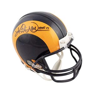 kurt warner hof autographed st louis rams mini football helmet - bas coa