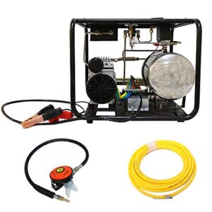 hpdavv 12v 550w air compressor for snorkeling hookah diving compressor 8bar / 115psi with 50ft hose & respirator,two air outlets,us after-sales service,operational video (a:black)