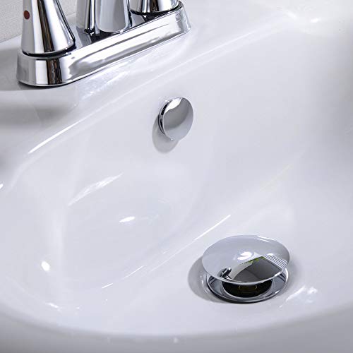 Orhemus Solid Brass Sink Overflow Cap Round Hole Cover for Bathroom Basin, Polished Chrome Finished