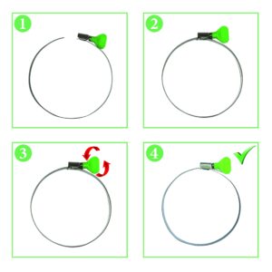 GLIDESTORE 10Pack 4 Inch Hose Clamp, Key Type Adjustable Stainless Steel 4 inch Duct Clamps, Pipe Clamp, Worm Gear Clamps, Dryer Vent Clamp, Thumb Screw Metal Clamps, Easy Turn Clamp, 4” Hose Clamps