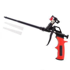 socspark needn't clean foam gun, pu expanding foaming gun, upgrade caulking gun, heavy duty spray foam gun, metal body covered with ptfe, suitable for caulking, filling, sealing, home and office use