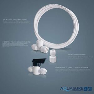 Aquasure Ice Maker Water Line Kit with Shut-Off Valve, 25’ Food Grade 1/4" Tubing, Quick Connect Fittings, Secure Locking Clips, Leak Free Design, US Customer Support, 1 Year Warranty