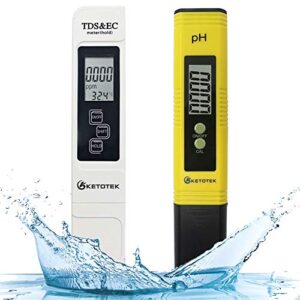 ketotek digital water tds meter ph meter, ppm tester has tds-ec-temp (3-in-1) and ±2% accuracy, ph tester with 0-14.00ph and 0.01 accuracy, tds ph meters for aquariums water, hydroponics, ro system