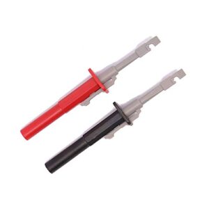 ximimark 2pcs nickel plated safety test clip insulation piercing probes for car circuit detection black&red