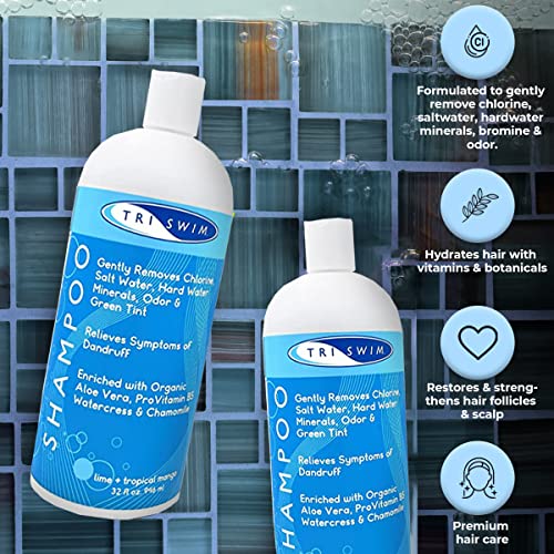 TRISWIM Swim Shampoo -32 Fl Oz, Removes Chlorine Buildup- Swimmers Shampoo For Undoing The Damage Caused By Chlorine On The Scalp