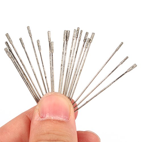 20PCS Diamond Drill Bit, 1mm Drill Polished Sets for Jewelry Beach Sea Glass Shells Gemstones Lapidary