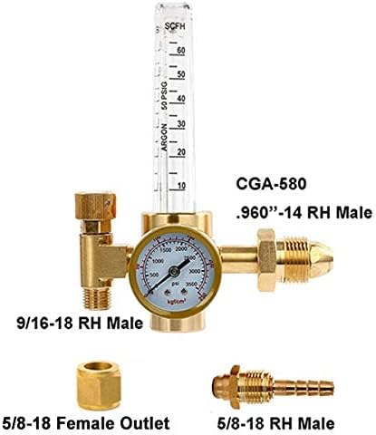 8MILELAKE Argon CO2 Mig Tig Flow Meter Regulator Welding Flowmeter CGA580 Inlet Connection Gas Welder