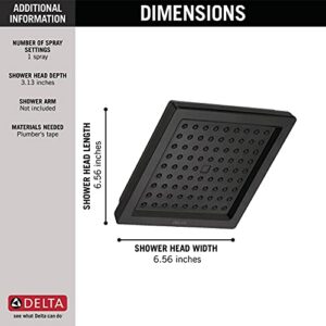 Delta Faucet Single-Spray Matte Black Shower Head, Shower Head Black Square Shower Head, Black Showerhead, Matte Black RP62283BL