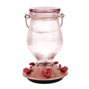 perky-pet 9104-2 rose gold top-fill glass hummingbird feeder rose gold 24 oz capacity