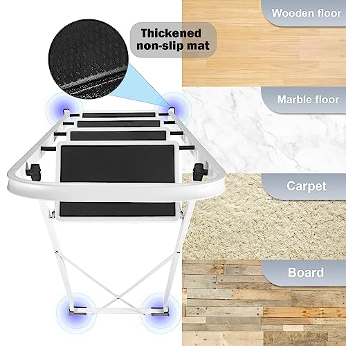 Delxo 4 Step Ladder Folding Step Stool, Heavy-Duty Sturdy Safety Tall Step Ladder Outdoor with Handrail Wide Pedal,White Lightweight Collapsible 4-Feet Step Stool Ladder for Adults Home Kitchen Indoor