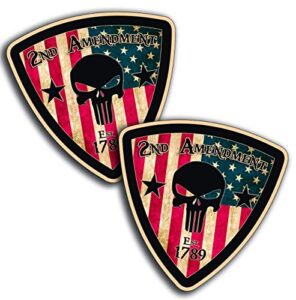 2 pieces set | hard hat stickers rustic shield skull 2nd amendment vinyl hard hat helmet decal usa decals