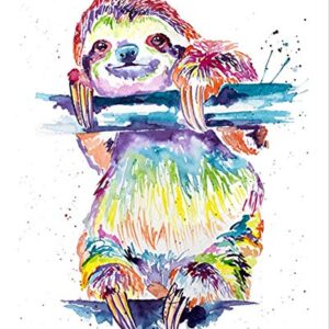 Colorful Sloth Art Print, Sloth Art, Sloth Watercolor, Watercolor Sloth, Sloth Love, Sloth Gift