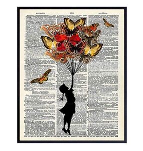 banksy wall art - butterfly wall decor for women - banksy poster - little girls bedroom decor - butterfly wall art - dictionary art