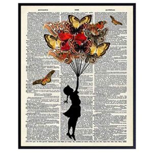 Banksy Wall Art - Butterfly Wall Decor for Women - Banksy Poster - Little Girls Bedroom Decor - Butterfly Wall Art - Dictionary Art