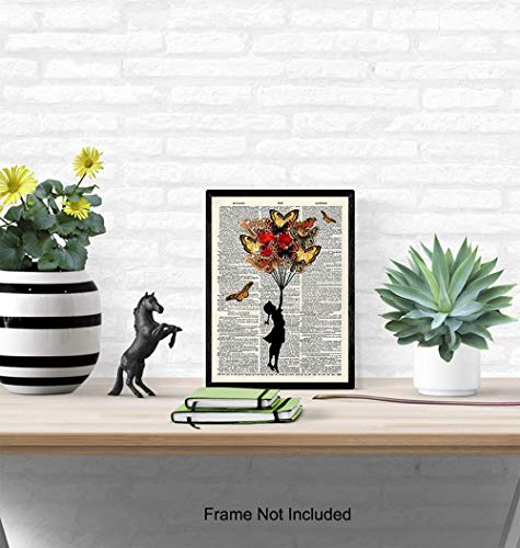 Banksy Wall Art - Butterfly Wall Decor for Women - Banksy Poster - Little Girls Bedroom Decor - Butterfly Wall Art - Dictionary Art