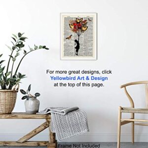 Banksy Wall Art - Butterfly Wall Decor for Women - Banksy Poster - Little Girls Bedroom Decor - Butterfly Wall Art - Dictionary Art