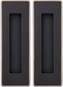 sehrgut flush pull handle (2 pack) 6" rectangular plated oil rubbed bronze, free of sharp edge, for sliding pocket barn door or cabinet