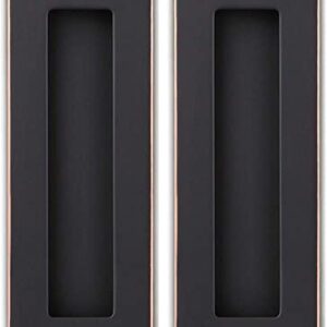 Sehrgut Flush Pull Handle (2 Pack) 6" Rectangular Plated Oil Rubbed Bronze, Free of Sharp Edge, for Sliding Pocket Barn Door or Cabinet