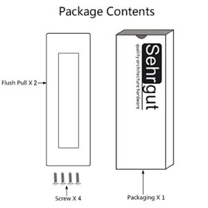 Sehrgut Flush Pull Handle (2 Pack) 6" Rectangular Plated Oil Rubbed Bronze, Free of Sharp Edge, for Sliding Pocket Barn Door or Cabinet