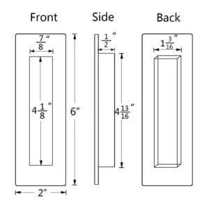 Sehrgut Flush Pull Handle (2 Pack) 6" Rectangular Plated Oil Rubbed Bronze, Free of Sharp Edge, for Sliding Pocket Barn Door or Cabinet