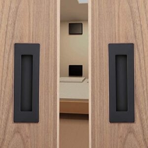 Sehrgut Flush Pull Handle (2 Pack) 6" Rectangular Plated Oil Rubbed Bronze, Free of Sharp Edge, for Sliding Pocket Barn Door or Cabinet