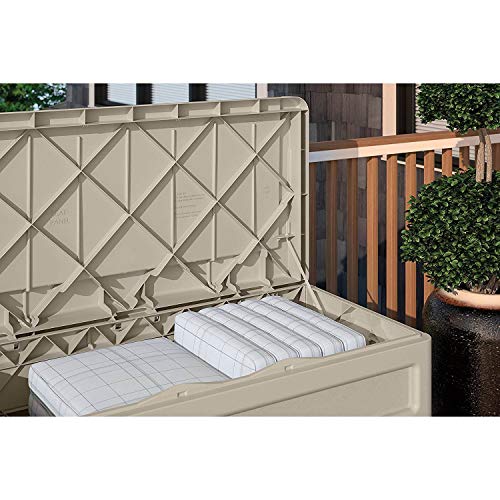 Suncast 73-Gallon Resin Outdoor Patio Storage Deck Box with Seat, Taupe (2 Pack)