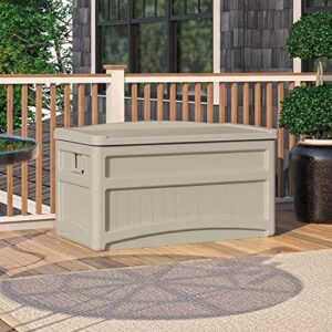 Suncast 73-Gallon Resin Outdoor Patio Storage Deck Box with Seat, Taupe (2 Pack)