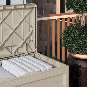 Suncast 73-Gallon Resin Outdoor Patio Storage Deck Box with Seat, Taupe (2 Pack)