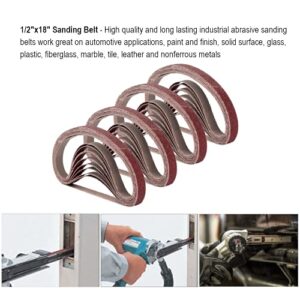 1/2 Inch x 18 Inch Sanding Belts, 4 Each of 60/80/120/180/240 Grits, Belt Sander Tool for Woodworking, Metal Polishing, 20 Pack Aluminum Oxide Sanding Belt