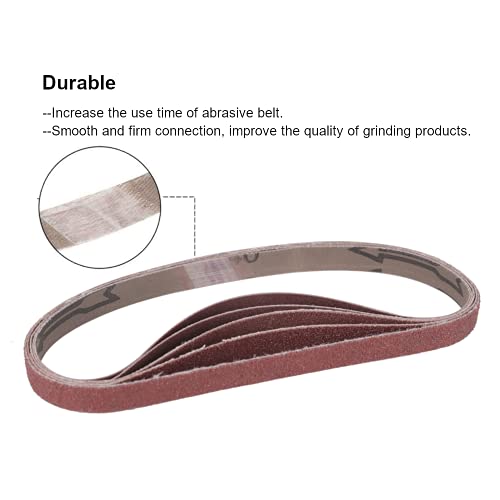 1/2 Inch x 18 Inch Sanding Belts, 4 Each of 60/80/120/180/240 Grits, Belt Sander Tool for Woodworking, Metal Polishing, 20 Pack Aluminum Oxide Sanding Belt