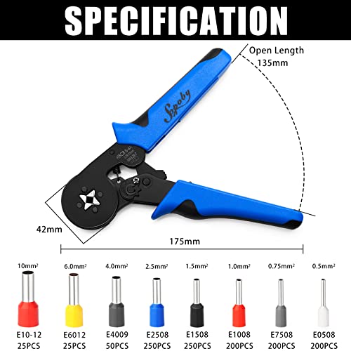 Sopoby Ferrule Crimping Tool Kit AWG 28-8 Self-adjustable Ferrel Crimper Kit with 1200PCS Electrical Wire Terminals Crimp Connectors