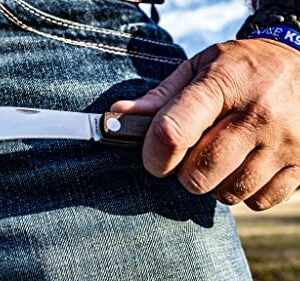 BATTLBOX Lord & Field The Farm-Hand Knife - 2.75" Blade Folding Pocket Knife - Denim Micarta Scales - Every-Day-Carry Tool Bushcraft