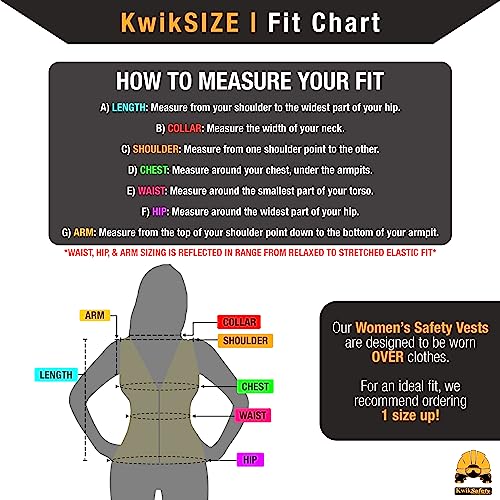 KwikSafety FIRST LADY Safety Vest for Women [SNUG-FIT] 9 Pockets, Class 2 Custom High Visibility Reflective ANSI OSHA Fitted Construction Work PPE/Yellow Medium