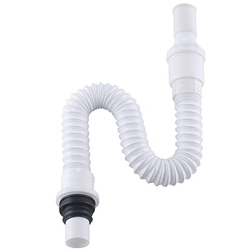 Flexible Drain Pipe, Angle Simple Flexible 1-1/4" Extension Hose Tail Pipe, Bathroom Sink Expanded Tube, Lavatory Sink Tailpiece, Vessel Sink Extension Drain Pipe, Length of 16-15/16" to 33-1/4"