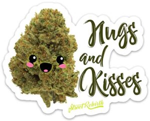 nugs and kisses sticker - 4 inch waterproof vinyl - 420 sticker, weed decal, vinyl stickers, laptop decal, cute sticker, small gift idea, water bottle, car skateboard stickers, funny pun sticker