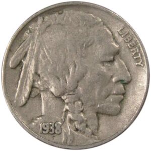 1938 d indian head buffalo nickel 5 cent piece vf very fine 5c us coin