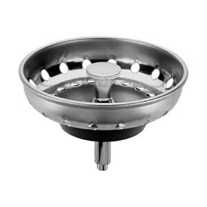 hydro master kitchen sink basket strainer replacement for standard drains(3-1/2 inch)，heavy duty stainless steel with rubber stopper for kitchen sinks