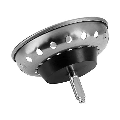 Hydro Master Kitchen Sink Basket Strainer Replacement for Standard Drains(3-1/2 Inch)，Heavy Duty Stainless Steel with Rubber Stopper for Kitchen Sinks