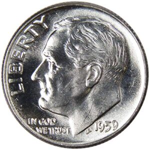 1959 roosevelt dime bu uncirculated mint state 90% silver 10c us coin