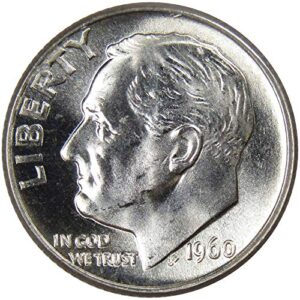 1960 d roosevelt dime bu uncirculated mint state 90% silver 10c us coin