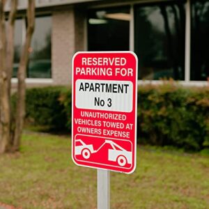 Customizable Reserved Parking Sign, Unauthorized Vehicles Towed At Owners Expense, Heavy-Duty Aluminum, Includes Holes, DOT Certified 3M or Avery Sheeting, UV protective Laminate, 12"x18", Made in the USA