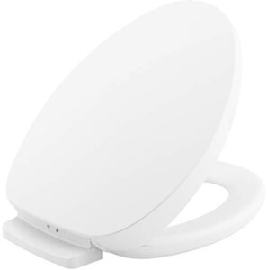 kohler 10349-0 purewarmth heated quiet-close elongated toilet seat, soft close toilet seat for standard toilets, slow close, white