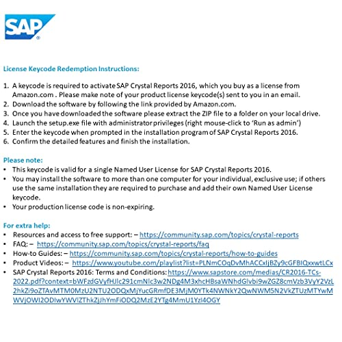 SAP Crystal Reports 2016 Reporting software [32 Bit] [PC Download]