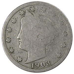 1903 liberty head v nickel 5 cent piece ag about good 5c us coin collectible