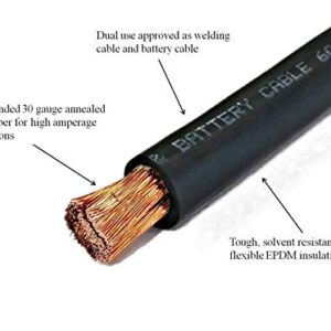 WindyNation WNI 4 AWG 4 Gauge 5 Feet Black + 5 Feet Red Battery Welding Pure Copper Ultra Flexible Cable + 5pcs of 5/16" & 5pcs 3/8" Copper Cable Lug Terminal Connectors + 3 Feet Heat Shrink Tubing