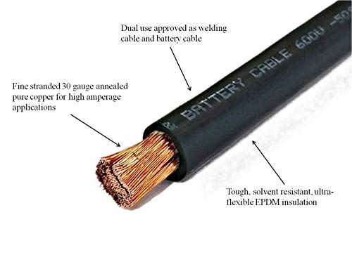 WindyNation WNI 4 AWG 4 Gauge 5 Feet Black + 5 Feet Red Battery Welding Pure Copper Ultra Flexible Cable + 5pcs of 5/16" & 5pcs 3/8" Copper Cable Lug Terminal Connectors + 3 Feet Heat Shrink Tubing