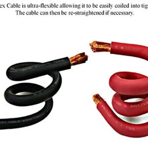 WindyNation WNI 4 AWG 4 Gauge 5 Feet Black + 5 Feet Red Battery Welding Pure Copper Ultra Flexible Cable + 5pcs of 5/16" & 5pcs 3/8" Copper Cable Lug Terminal Connectors + 3 Feet Heat Shrink Tubing