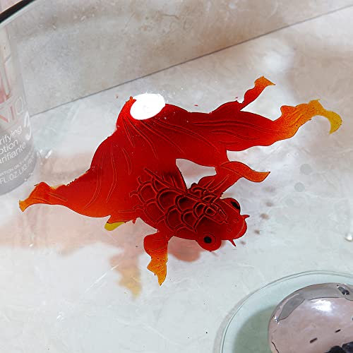 HM HomeMieco Clear Bathroom Sink Hand Painting Gold Fish Glass Vessel Sink Basin with Waterfall Faucet and Drain Combo,Round Glass Bowl Sink Above Counter Clear Bathroom Vessel Sink Set