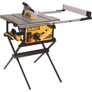 DEWALT Table Saw, 10 Inch, 15 Amp, 32 ½-Inch Rip Capacity, Dust Collector, Scissor Stand (DWE7491X)